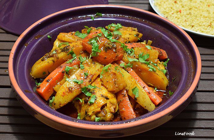 Chicken Tagine with Potatoes, Carrots and Apples