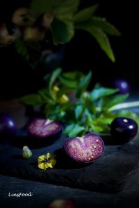 Salsa Morada Fresca (Fresh Purple Salsa with Tomatillos and Purple Basil)
