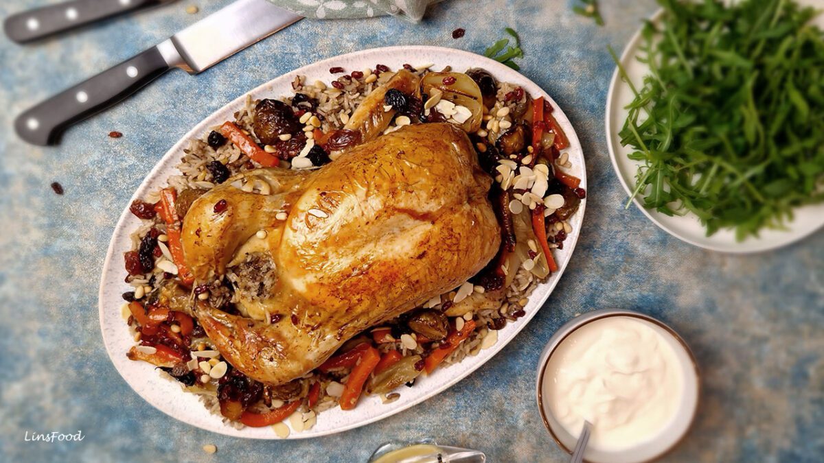 Djaj Mahshi (Middle Eastern Stuffed Chicken)